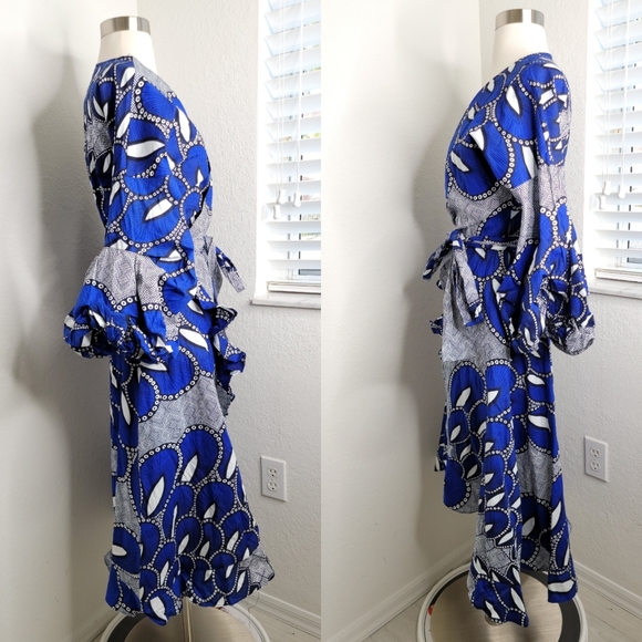 OFUURE | Dresses | Ofuure Wax Cotton African Peacock Feather Print Wrap ...